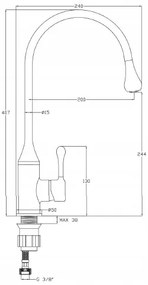 Invena Pingo, stojánková dřezová baterie, černá-chromová, BZ-55-L08-L