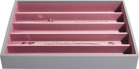 Krabička na šperky Stackers s 5 přihrádkami classic šedo-růžová