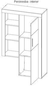Obývací stěna Omega, šedý dub/bílá, s osvětlením