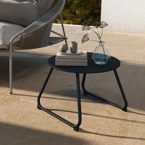Outsunny Nastavitelný Balkonový Stolek Ø48x37 cm z Lakovaného Kovového Materiálu, Černý