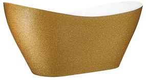 Besco Volně stojící vana z litého mramoru Viya Glam 160x70 (170x71) Barva: Bílá/zlatá, Rozměry (cm): 168x71,5, Typ a barva výpustě: Click-Clack, chrom