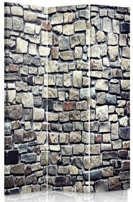 Ozdobný paraván, Kamenná zeď - 110x170 cm, třídílný, obustranný paraván 360°