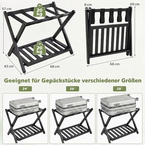 Costway Stojan na zavazadla bambusový skládací stojan na kufr – 68 × 43 × 57 cm