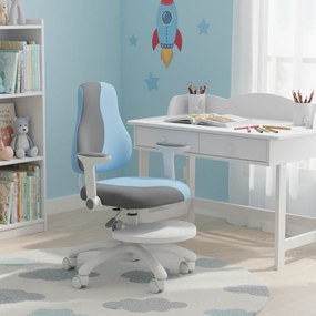 Dětská rostoucí židle Neoseat KINDER WHITE PLUS — látka, šedá / světle modrá