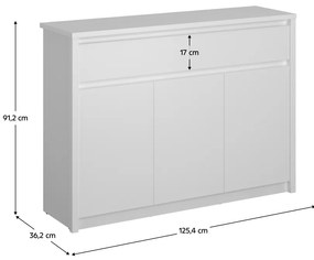 Kondela Komoda 3D2S, bílá, ERODIN