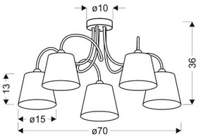 Lustr na tyči LUK 5xE14/40W/230V