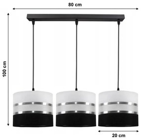 Lustr na lanku CORAL 3xE27/60W/230V černobílá