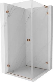 Mexen Lunar-B L výklopný sprchový kout levý 80 x 80 cm, čiré sklo, růžové zlato, 832L-080-080-60-00-L