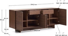 Tmavě hnědá komoda v dekoru ořechu 194,5x78x45 cm Norlen – Kave Home