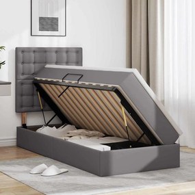 Postel s úložným prostorem s čelo Šedá 100 x 200 cm Umělá kůže 3371655