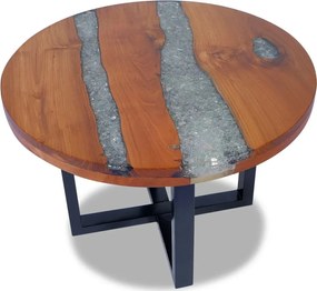 vidaXL Konferenční stolek, teak a pryskyřice 60 cm [243466] Barva: Vícebarevný