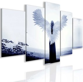 Malvis ® Pětidílný tmavě modrý andělský obraz Velikost: 100x50 cm