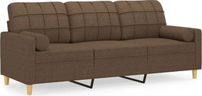 3místná pohovka s polštáři hnědá 180 cm textil 3200793