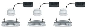 Paulmann 93456 LED Coin Nova rectangular, set hranatých bodovek z kartáčovaného hliníku, 3x6,5W LED 2700K, 8,4x8,4cm