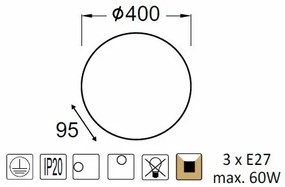 ACA DECOR Přisazené svítidlo ALBATRE max. 3x60W/230V/E27/IP20, medová barva