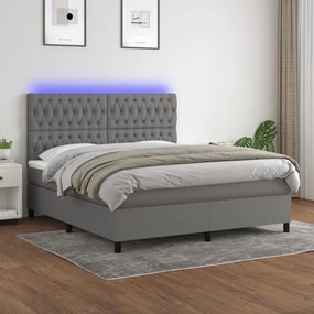 Box spring postel s matrací a LED tmavě šedá 180x200 cm textil,  3135134 HangarStore.cz
