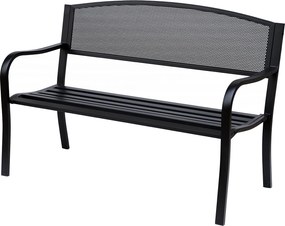 Outsunny Zahradní lavička parková 2místná zahradní ocelová černá Š127 x D60 x V87cm