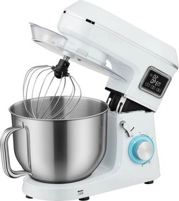 HOMCOM stojanový mixér 6 L 1400 W s naklápěcí hlavou 6 rychlostí Funkce kynutí LED displej Bílé