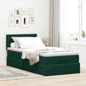 Osmanský rám postele s matrací tmavě zelené 100x200cm samet 3311900