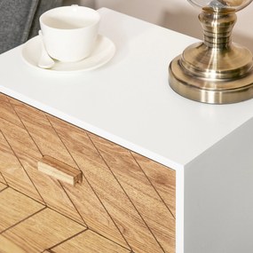 HOMCOM Noční stolek s 2 zásuvkami a zvýšenými nohami do ložnice 40x30x55,5 cm Bílý a přírodní