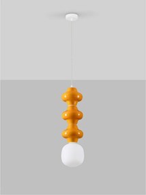 Bílé/oranžové keramické závěsné svítidlo se skleněným stínidlem ø 18 cm Clio – Nova Luce