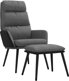 Relaxační křeslo se stoličkou světle šedé textil a umělá kůže 3097506