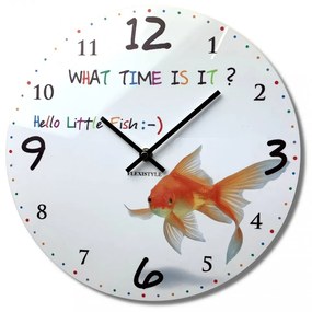 Kvalitní dětské nástěnné hodiny 30 cm se zlatou rybkou