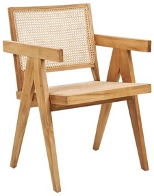 Dřevěná židle s ratanovým výpletem světlé dřevo WESTBROOK Beliani