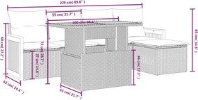 6dílná zahradní sedací souprava s poduškami černá polyratan 3273932