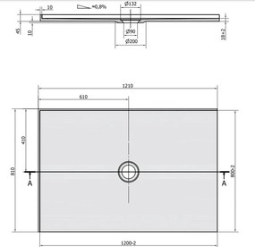 Polysan MIRAI sprchová vanička z litého mramoru, obdélník 120x80x1,8 cm, levá, bílá, 73177