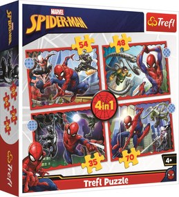 Puzzle trefl puzzle hrdinný spiderman 4v1 (35,48,54,70 dílků)