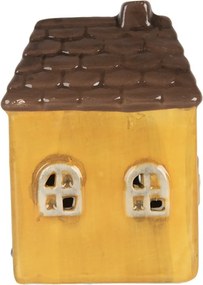 Žlutý keramický LED domek Lamont - 7*6*10 cm