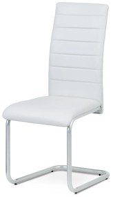 Jídelní židle, potah bílá ekokůže, kovová podnož, šedý matný lak - DCL-102 WT