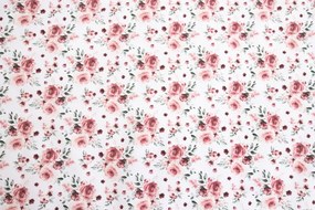 Povlak jednoduchý s drobným vzorem růží laděné do růžové barvy Povlak bavlněný jednoduchý