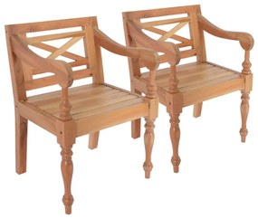 Židle Batavia 2 ks světle hnědé masivní mahagonové dřevo,  246964