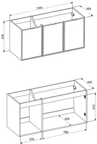 Comad Koupelnová skříňka pod umyvadlo Bella Cashmere 120 kašmír