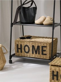 Sinsay - Pletený úložný koš s nápisem Home - béžová