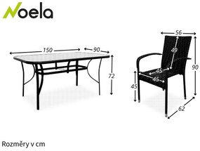 Noela Zahradní jídelní set Klaudie transparentní + 4x ratanová židle Paris KD