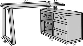 ADRK Furniture Rohový stůl Iwo II
