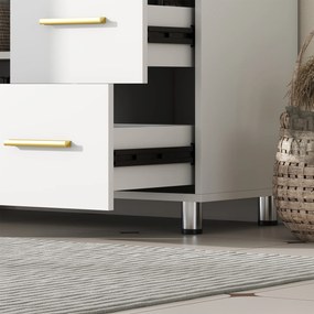 HOMCOM Spodní koupelnová skříňka, 3stupňový design, MDF, dřevotříska, bílá