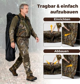 Costway Hunting Blind 2-Person Pozemní stan s tichým posuvným oknem Přenosný