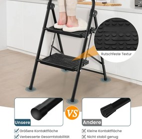 Costway 2-stupňová skládací stolička s žebříkem s polstrovanou rukojetí, černý