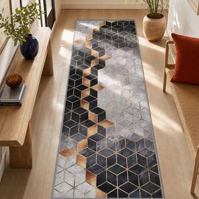Koberec běhoun v šedo-zlaté barvě 80x200 cm – Mila Home