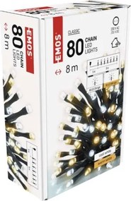 Vánoční osvětlení EMOS D4AN04 80LED řetěz 8m teplá/studená bílá s časovačem