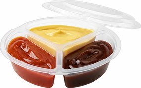 dóza na potraviny, 3 přihrádky, sada 2 ks, s víkem, plast, 3x12,5x12,5 cm, průhledná, Dekorino DP20260014