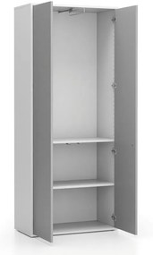 PLAN Kancelářská šatní skříň LAYERS, výsuv, 800 x 400 x 1905 mm, bílá / šedá