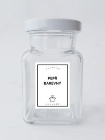 Samolepka na kořenky PEPŘ BAREVNÝ bílá 3 × 4 cm tučné písmo