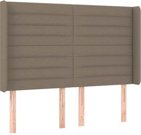 Čelo postele s LED taupe 147 x 16 x 118/128 cm textil 3124190