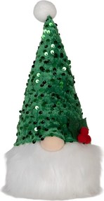 Vánoční svítící dekorace skřítek Gnome LED v zelené čepici - 10*10*25 cm/ 3AA