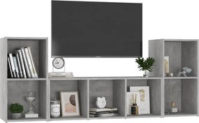3dílný set TV skříněk betonově šedý dřevotříska 3080019